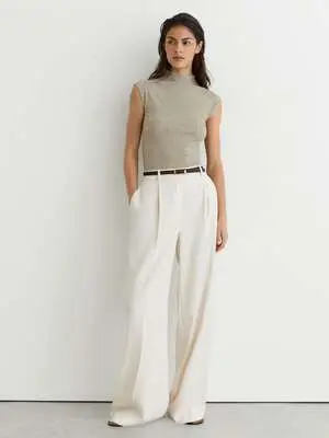 REISS Dita Metallic-knit High-neck Vest