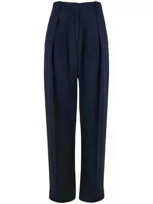 FERRAGAMO Midnight Silk Blend Pleated Trousers
