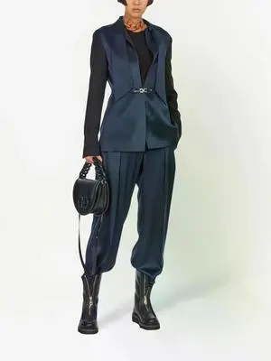 FERRAGAMO Midnight Silk Blend Pleated Trousers