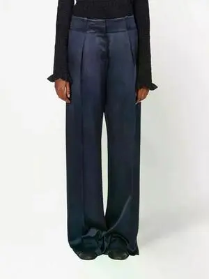 FERRAGAMO Midnight Silk Blend Pleated Trousers