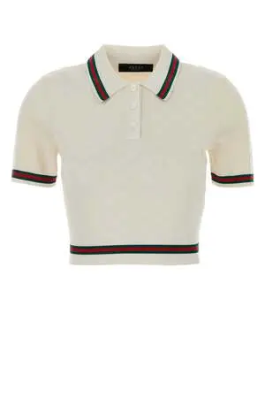 Gucci Ivory Gg Jersey Polo Shirt