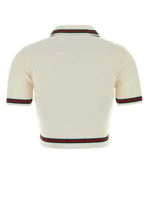 Gucci Ivory Gg Jersey Polo Shirt