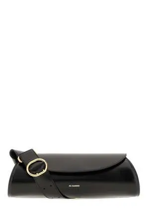 JIL SANDER Black Leather Clutch Bag With Gold Tone Hardware - Multicolor