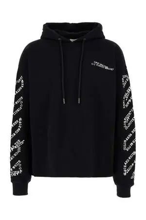 Off-White Black Logo Print Cotton Hoodie