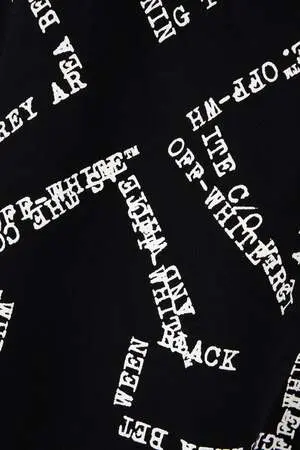 Off-White Black Logo Print Cotton Hoodie