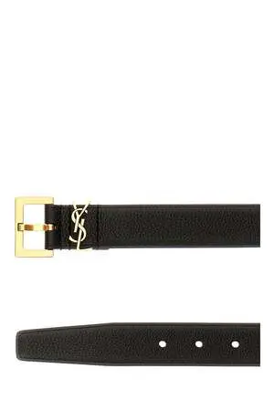 Saint Laurent Leather Belt With Monogram Buckle - Multicolor