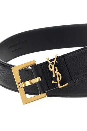 Saint Laurent Leather Belt With Monogram Buckle - Multicolor