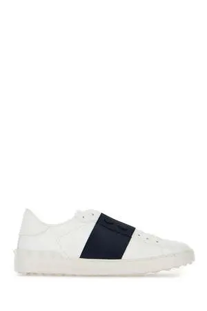 Valentino Garavani White Leather Sneakers With Navy Band - Multicolor