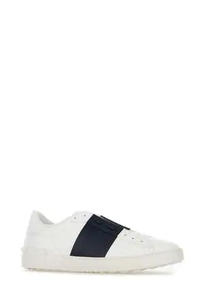 Valentino Garavani White Leather Sneakers With Navy Band - Multicolor