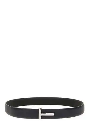 TOM FORD Leather Belt With 't' Buckle - Multicolor
