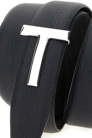 TOM FORD Leather Belt With 't' Buckle - Multicolor