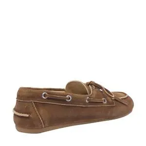 Miu Miu Suede Faded Deck Loafers - Brown