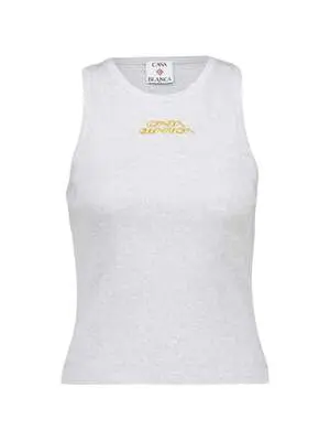 Casablanca Ribbed Tank Top With Logo Print - Gray