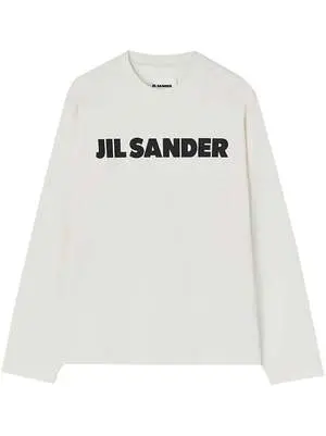 JIL SANDER Long-sleeved Shirt With Logo Print - White