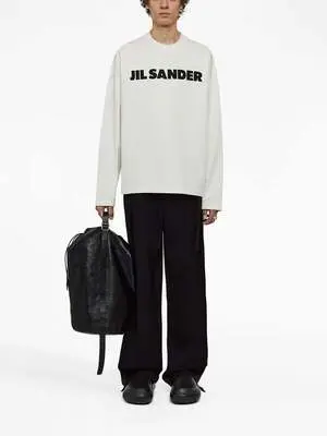 JIL SANDER Long-sleeved Shirt With Logo Print - White