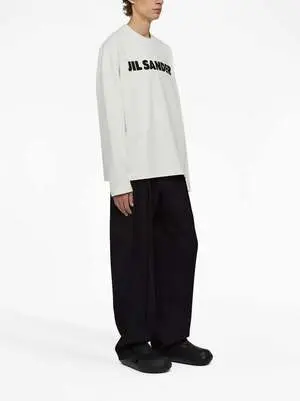 JIL SANDER Long-sleeved Shirt With Logo Print - White