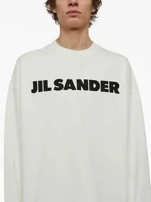 JIL SANDER Long-sleeved Shirt With Logo Print - White