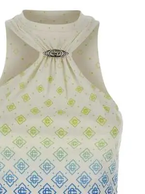 Casablanca Draped Top With Monogram Print - Multicolor