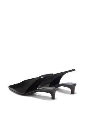 JIL SANDER Leather Slingback Pumps With Ankle Strap