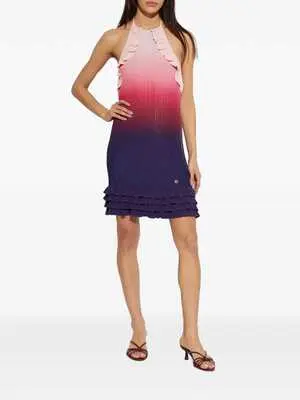 Casablanca High-neck Mini Dress With Ruffles