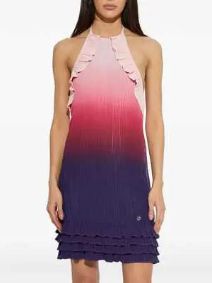 Casablanca High-neck Mini Dress With Ruffles