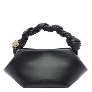 GANNI Bou Bag Mini Leather Effect Top Handle Bag - Black