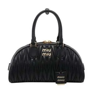 Miu Miu Matelassé Arcadie Shoulder Bag - Black