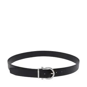FERRAGAMO Single Gancini Adjustable And Reversible Belt - Black