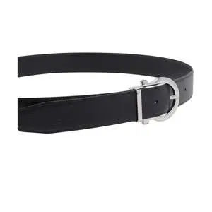 FERRAGAMO Single Gancini Adjustable And Reversible Belt - Black