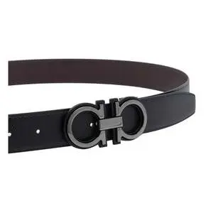 FERRAGAMO Double Adjustable Gancini Belt - Black