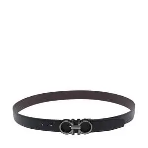 FERRAGAMO Double Adjustable Gancini Belt - Black