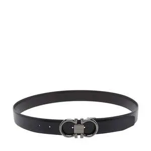FERRAGAMO Double Adjustable Gancini Belt - Black
