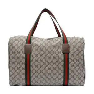 Gucci Medium Gg Supreme Canvas Duffle Bag With Web Detail