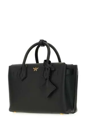 Mcm Black Leather Handheld Bag