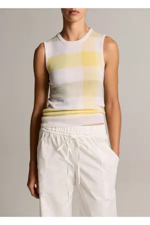 Vince Shadow Plaid Wool Shell - Yellow