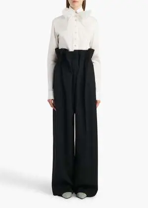 Khaite Kira Wool Pleated Wide-leg Trousers - Black