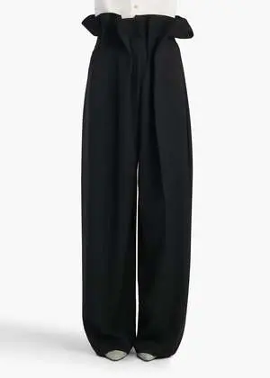 Khaite Kira Wool Pleated Wide-leg Trousers - Black