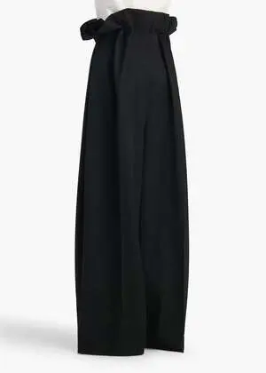 Khaite Kira Wool Pleated Wide-leg Trousers - Black