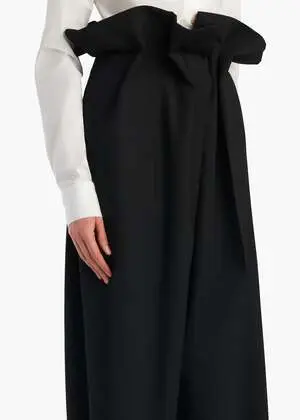 Khaite Kira Wool Pleated Wide-leg Trousers - Black