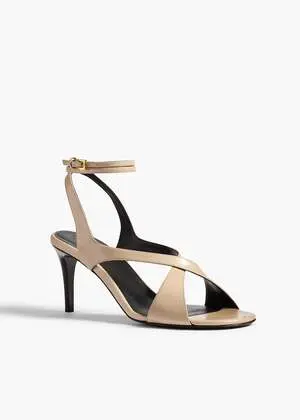 Khaite Liria Ankle Strap Sandal In Glazed Leather