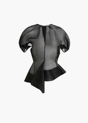 Khaite Rumi Silk Organza Draped Top - Black