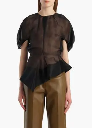 Khaite Rumi Silk Organza Draped Top
