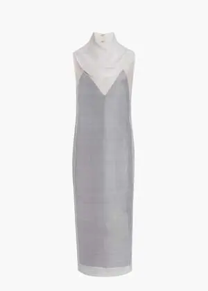 Khaite Elva Silk Organza High-neck Dress - Chalk