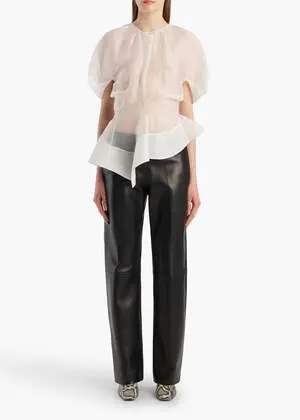Khaite Rumi Silk Organza Draped Top - Chalk