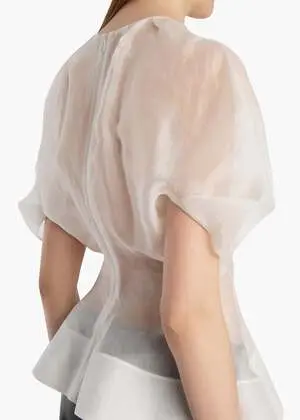 Khaite Rumi Silk Organza Draped Top - Chalk