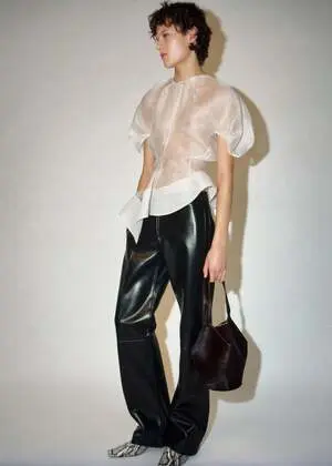 Khaite Rumi Silk Organza Draped Top - Chalk