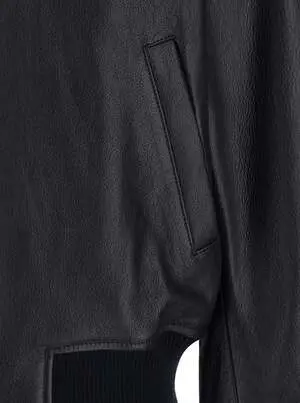 AMI Paris Leather Jacket With Zip Closure - Multicolor