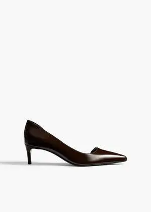 Khaite KHAITE Jett D'Orsay Low Heel Pumps In Glazed Leather Cacao