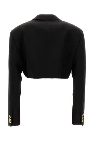 Palm Angels Double Breasted Cropped Blazer With Metal Trims - Multicolor
