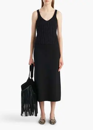 Khaite Val Ribbed Cotton V-neck Tank - Black